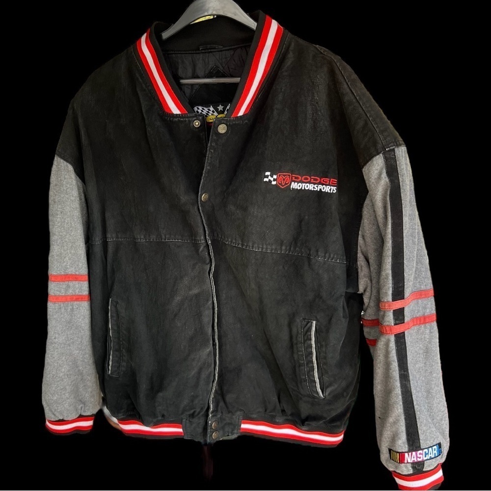 Dodge Motorsports Vintage Nascar Bomber Jacket Size Xl - Gem